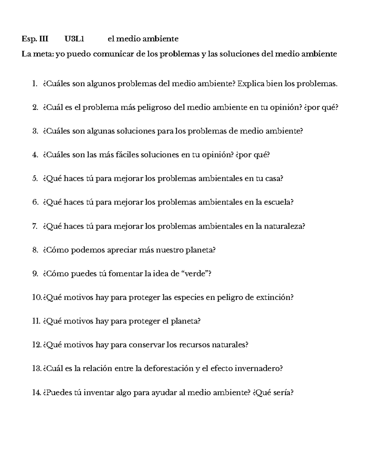 Preguntas de discusión U3L1 2020 corto - Esp. III U3L1 el medio ...
