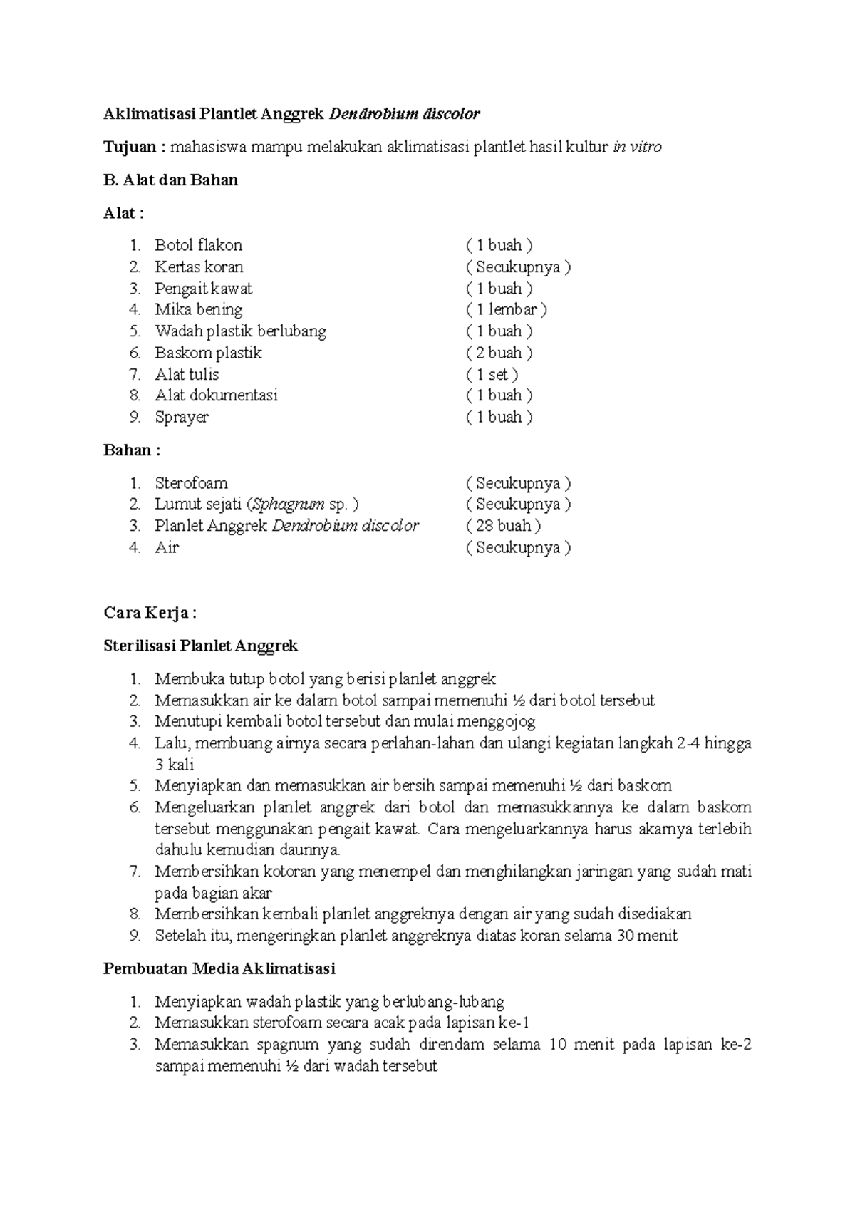 Caker Kultur Jaringan Tumbuhan - Aklimatisasi Plantlet Anggrek ...