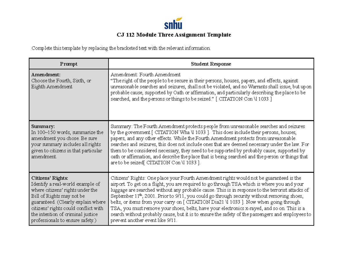CJ 112 Module Three SNHU - CJ 112 Module Three Assignment Template ...