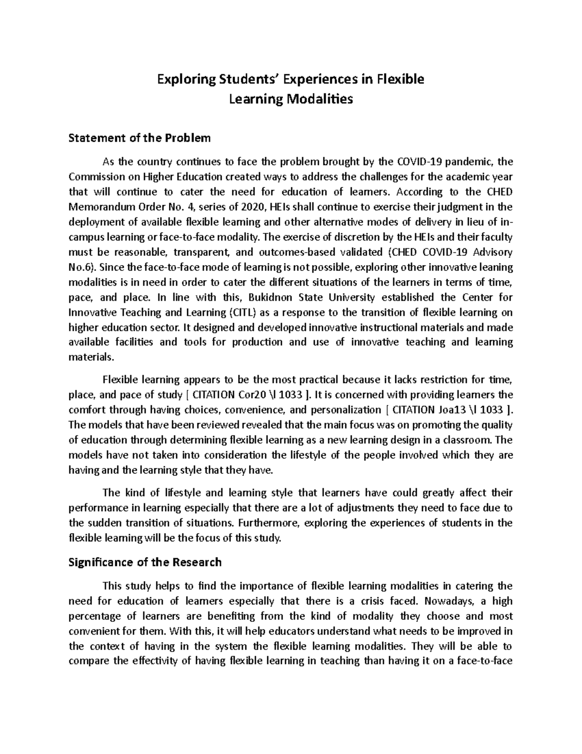 Exploring experiences on FL( Concept Paper) - Exploring Students ...