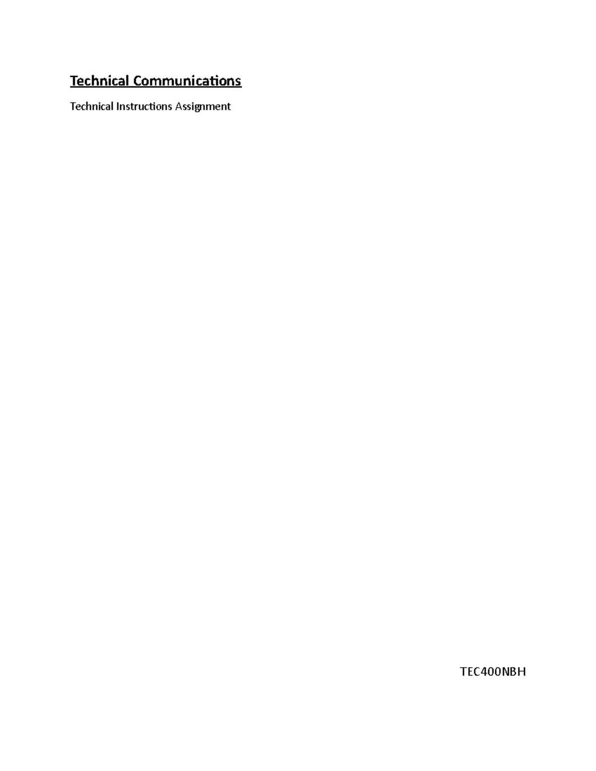 Tech Comm - Technical Instructions - Technical Communications Technical ...