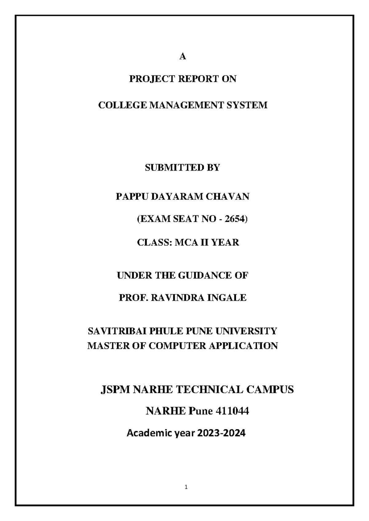 College management system Project - A PROJECT REPORT ON COLLEGE ...