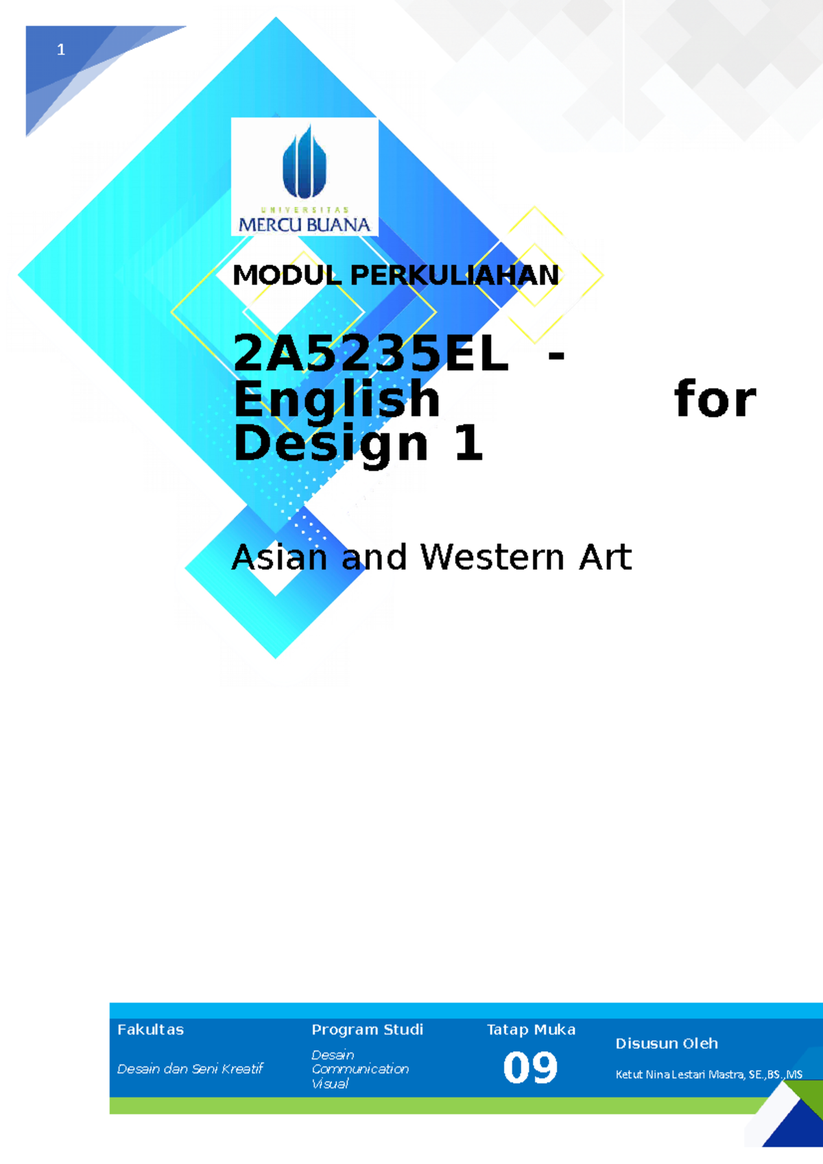 Modul English for Design 9 - 1 MODUL PERKULIAHAN 2A5235EL - English for ...