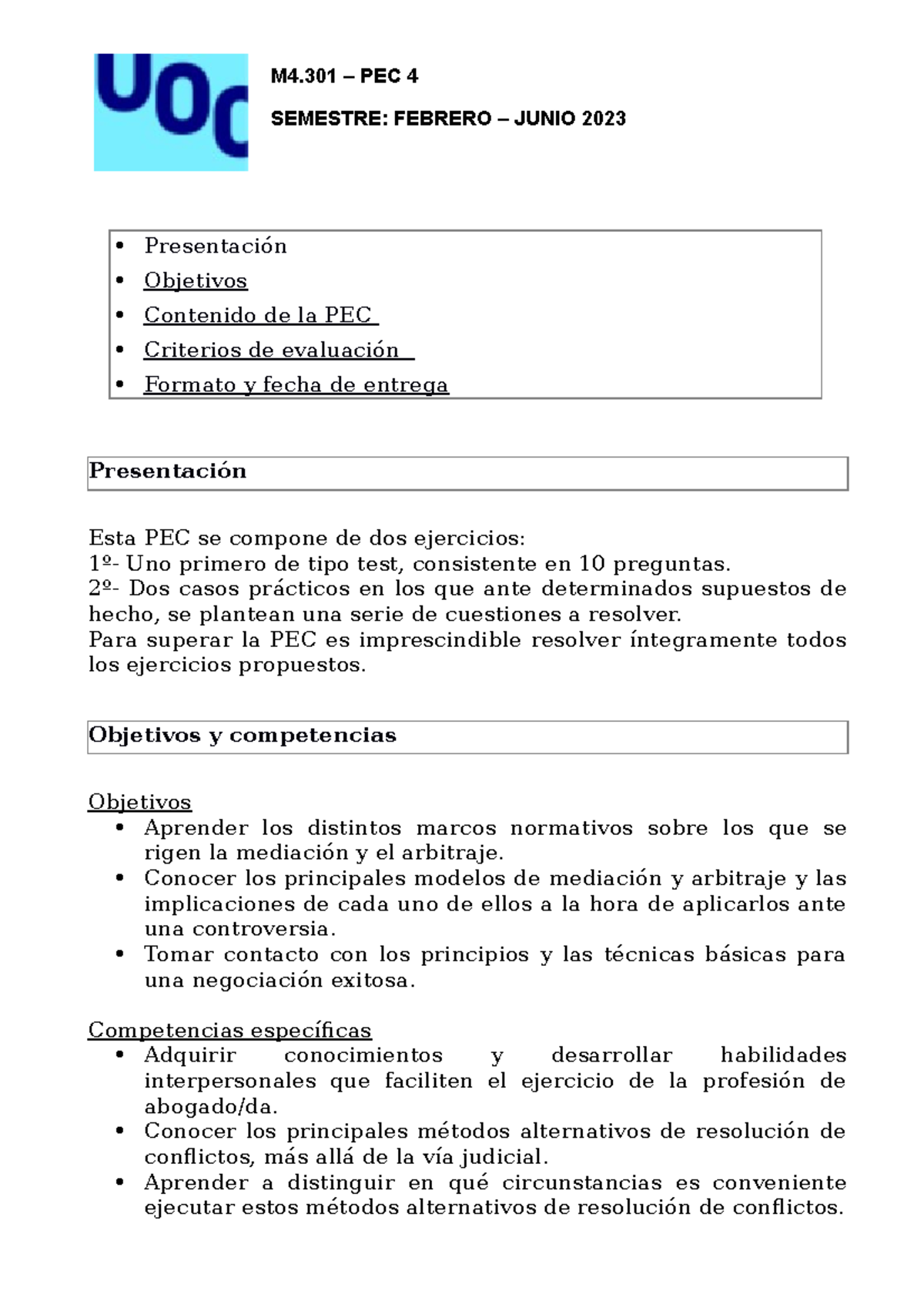 PEC 4 CAST - M4 – PEC 4 SEMESTRE: FEBRERO – JUNIO 2023 Presentación ...