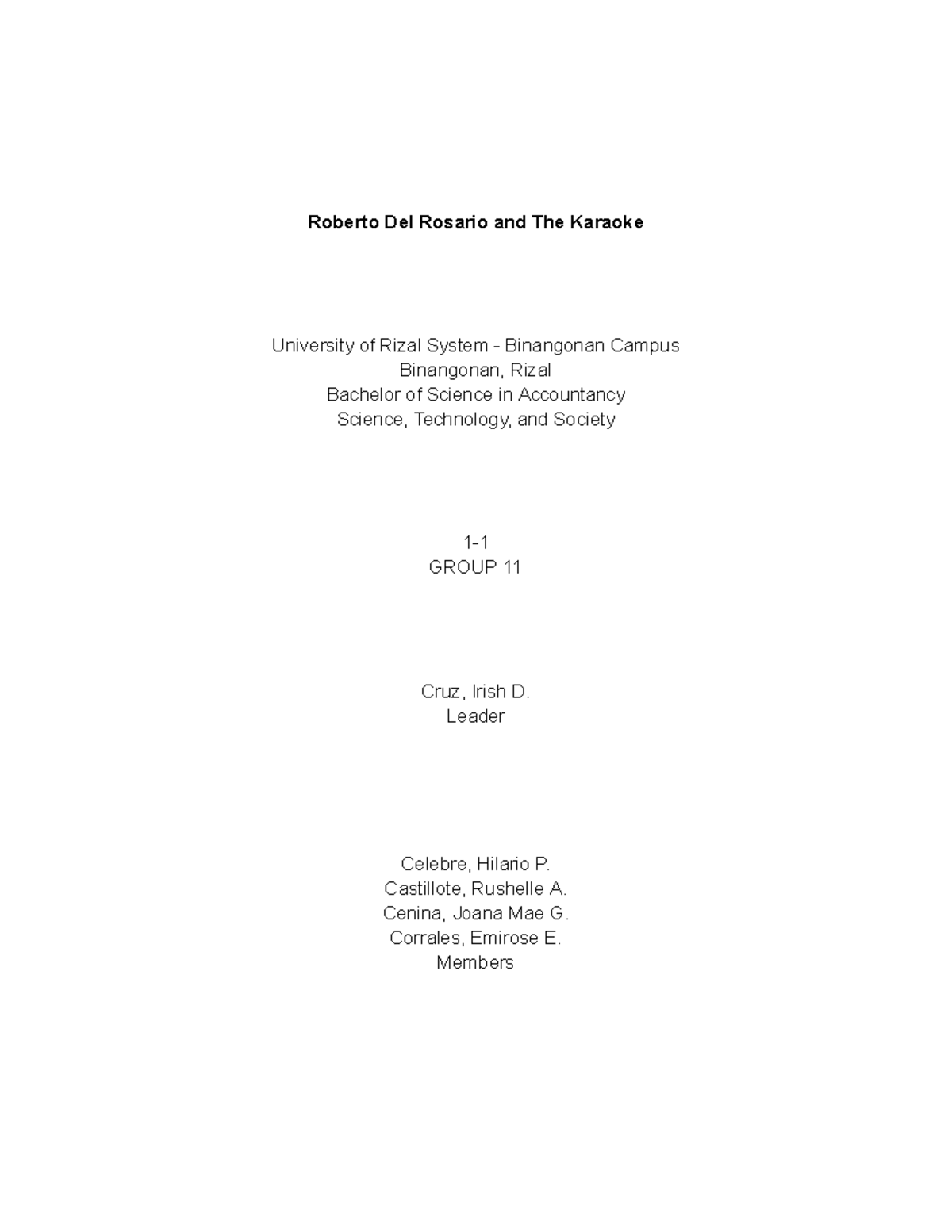 Group 11 STS Invention - Hmm hmm - Roberto Del Rosario and The Karaoke ...