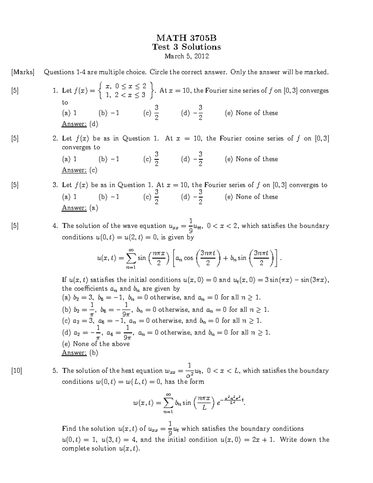 Exam 2012, questions and answers - 3 - MATH 3705B Test 3 Solutions ...
