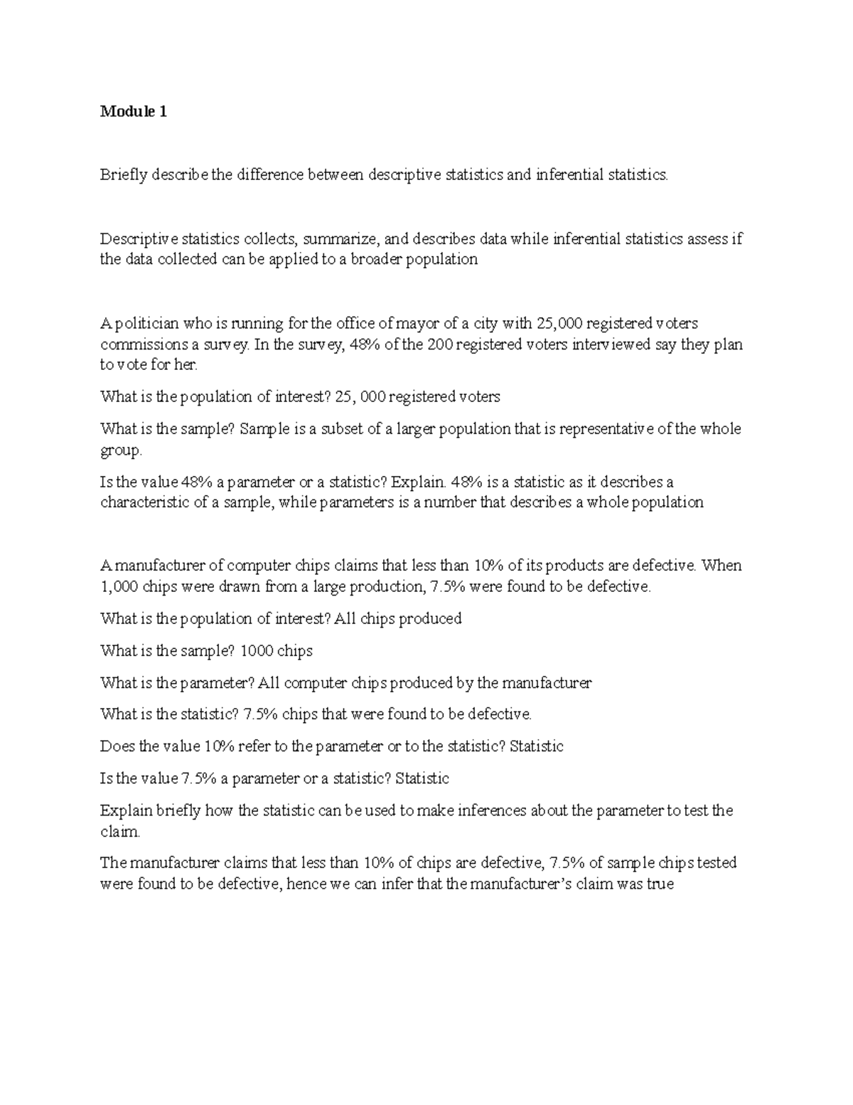 Answers - Module 1 - Module 1 Briefly describe the difference between ...