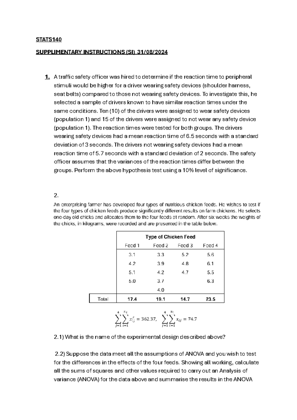Stats 140 worksheet 2 - some example work - STATS SUPPLIMENTARY ...