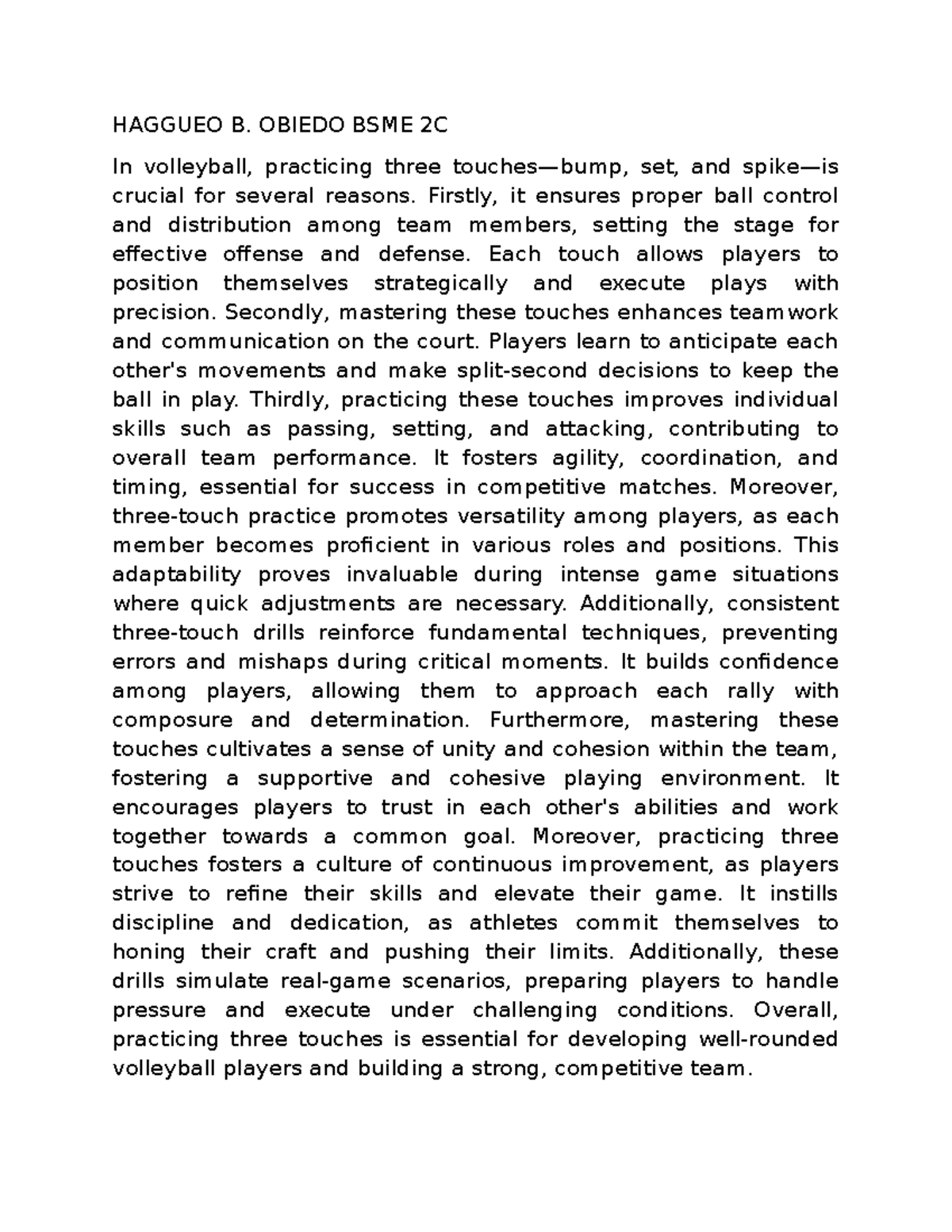 Haggueo B Obiedo BSME 2C - HAGGUEO B. OBIEDO BSME 2C In volleyball ...
