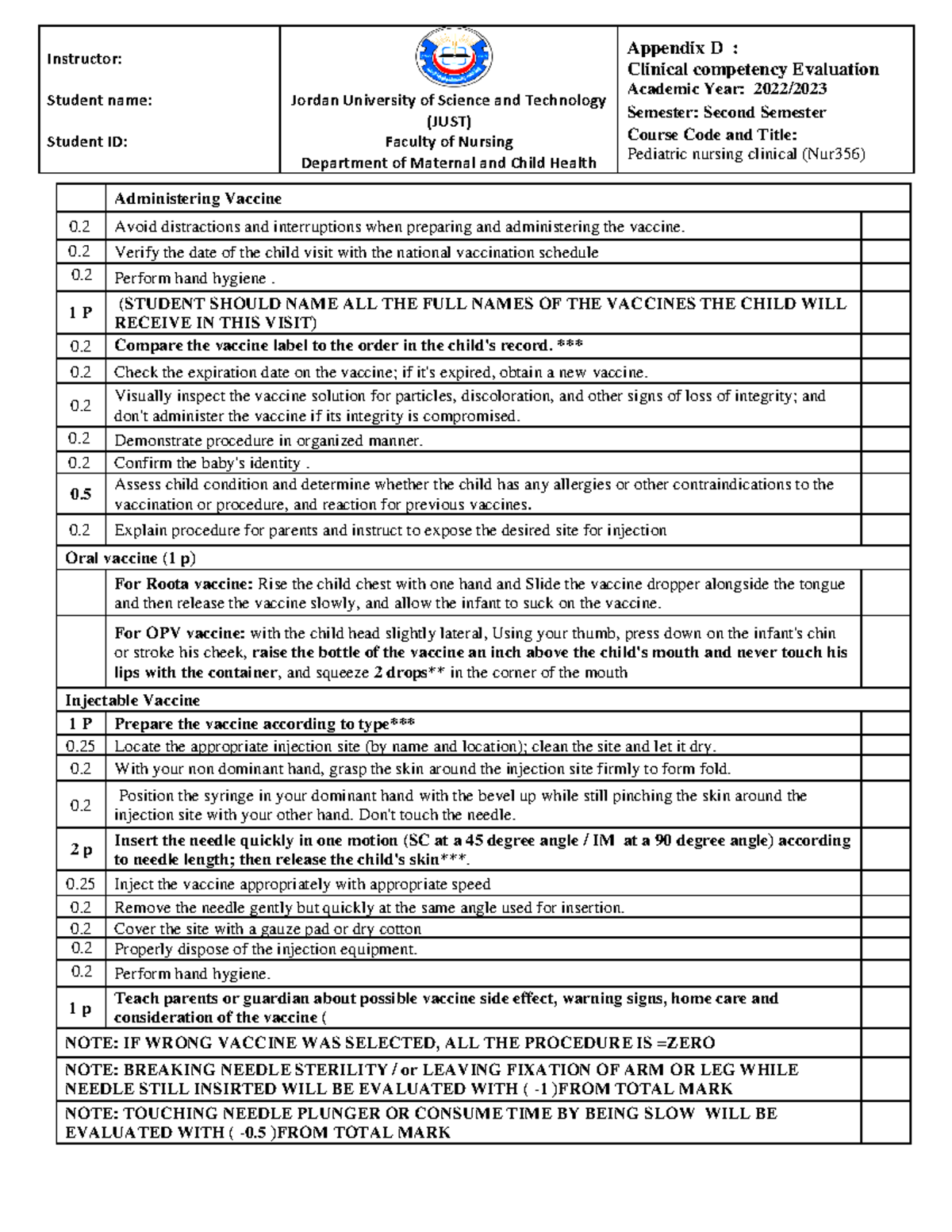 Vaccin 2023 - Cfff - Instructor: Student name: Student ID: Jordan ...