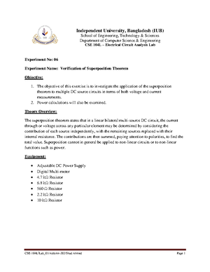 CSE-104L Exp4 Parallel DC Circuit - Independent University, Bangladesh ...