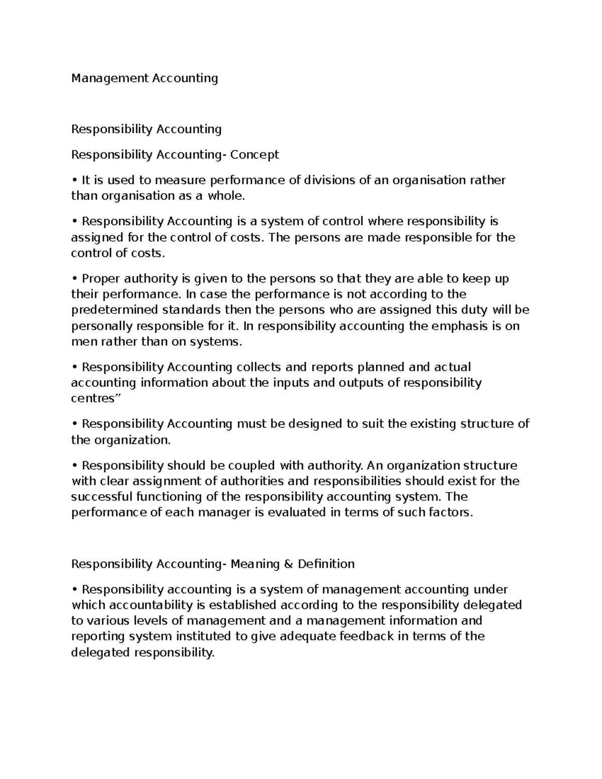 Responsibility Accounting - Management Accounting Responsibility ...