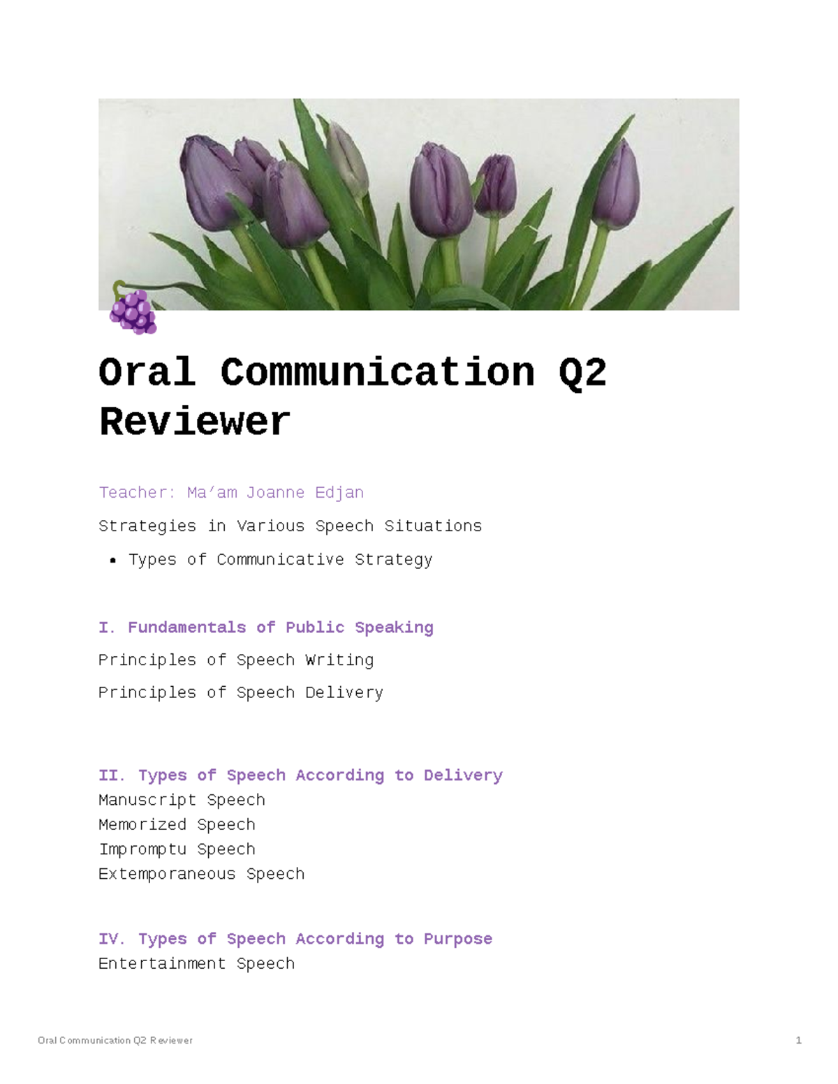 Oral Communication Quarter 2 reviewer for finals - 🍇 Oral Communication ...
