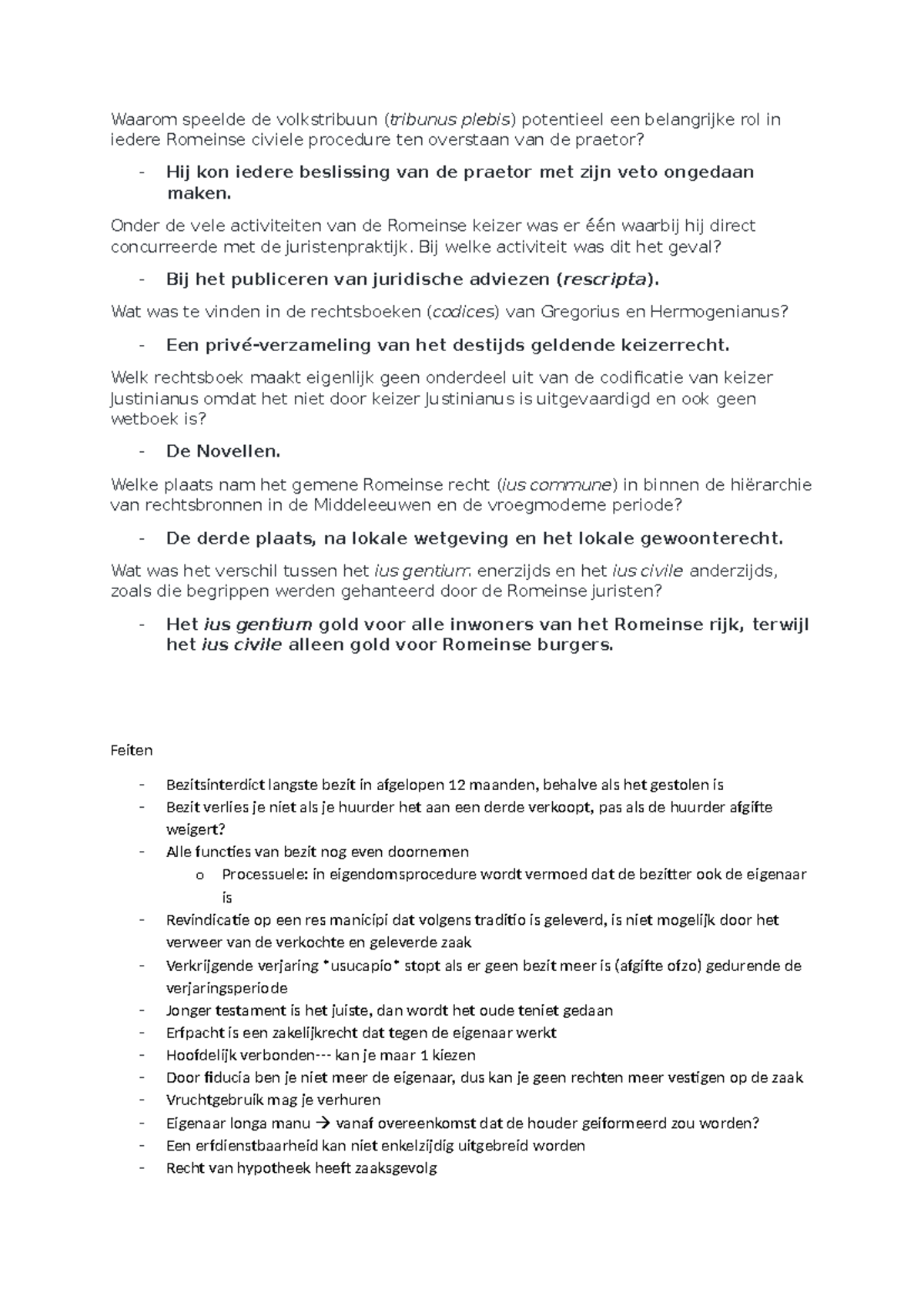 Romeins recht oefententamen - Waarom speelde de volkstribuun (tribunus ...