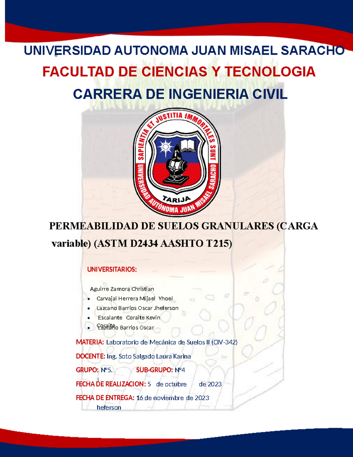 permeabilidad de suelos - e PERMEABILIDAD DE SUELOS GRANULARES (CARGA ...