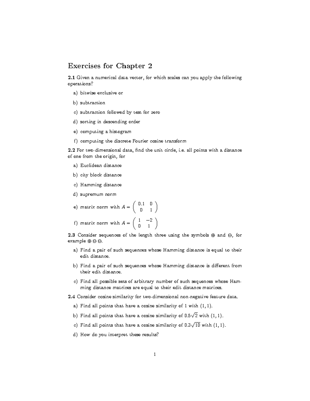 Exercises 2 - WS exercise - Exercises for Chapter 2 2 Given a numerical ...