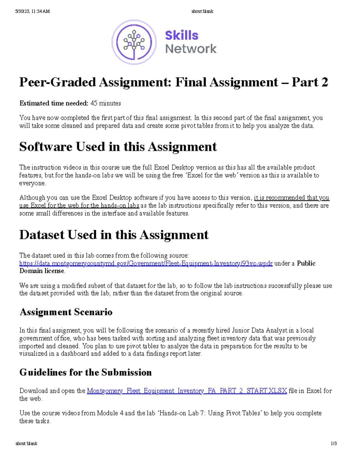 Hands on Lab 8 Part 2 - 5/30/23, 11:34 AM about:blank about:blank 1/ Peer-Graded Assignment ...