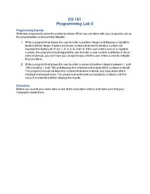 Lab 8 nim functions - lab for the nim game - CS 161 Programming Lab 8 Instructions This lab is ...