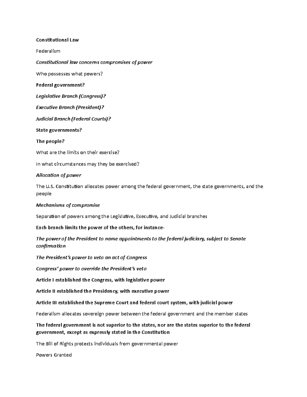 Constitutional Law - Summary Introduction to Law - Constitutional Law ...
