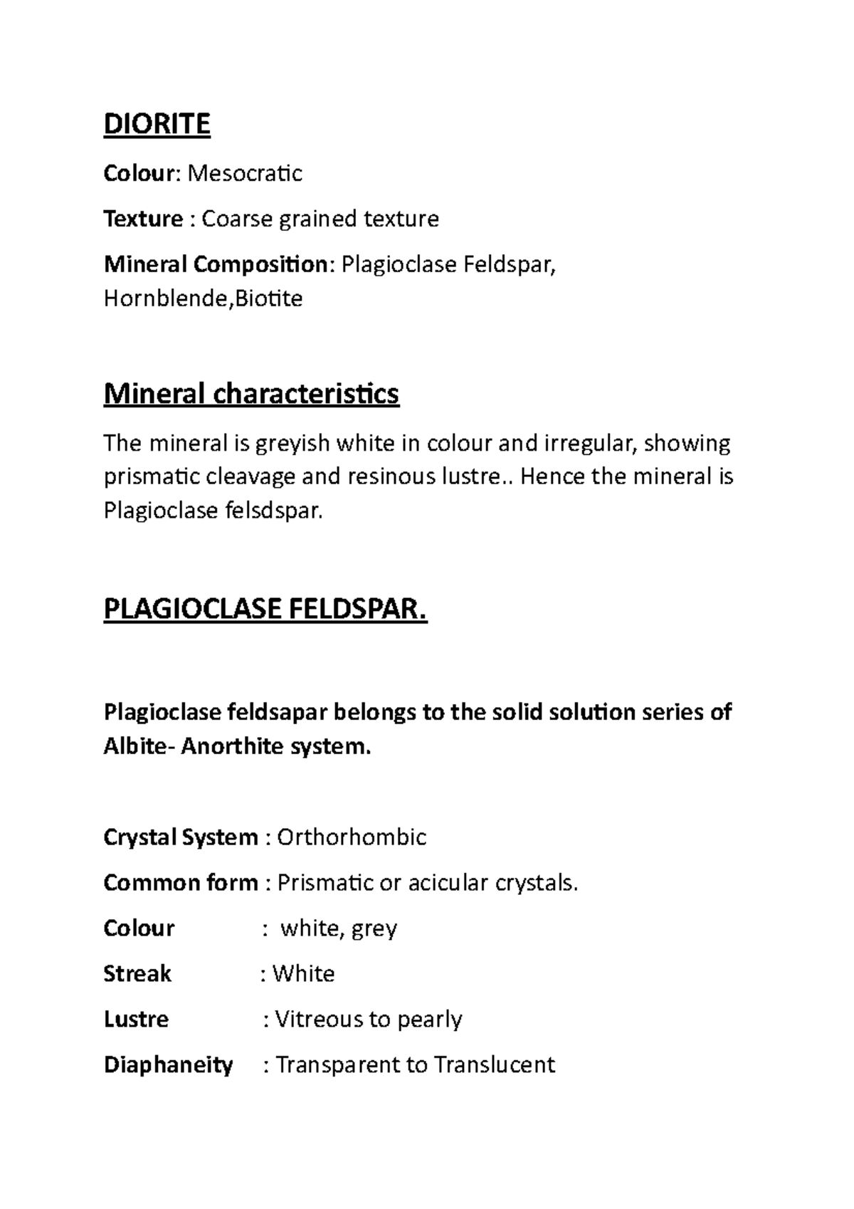 Diorite - DIORITE Colour : Mesocratic Texture : Coarse grained texture ...