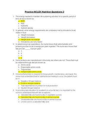 Nclex Nutrition Questions 1 - Practice NCLEX Nutrition Questions 1 The ...