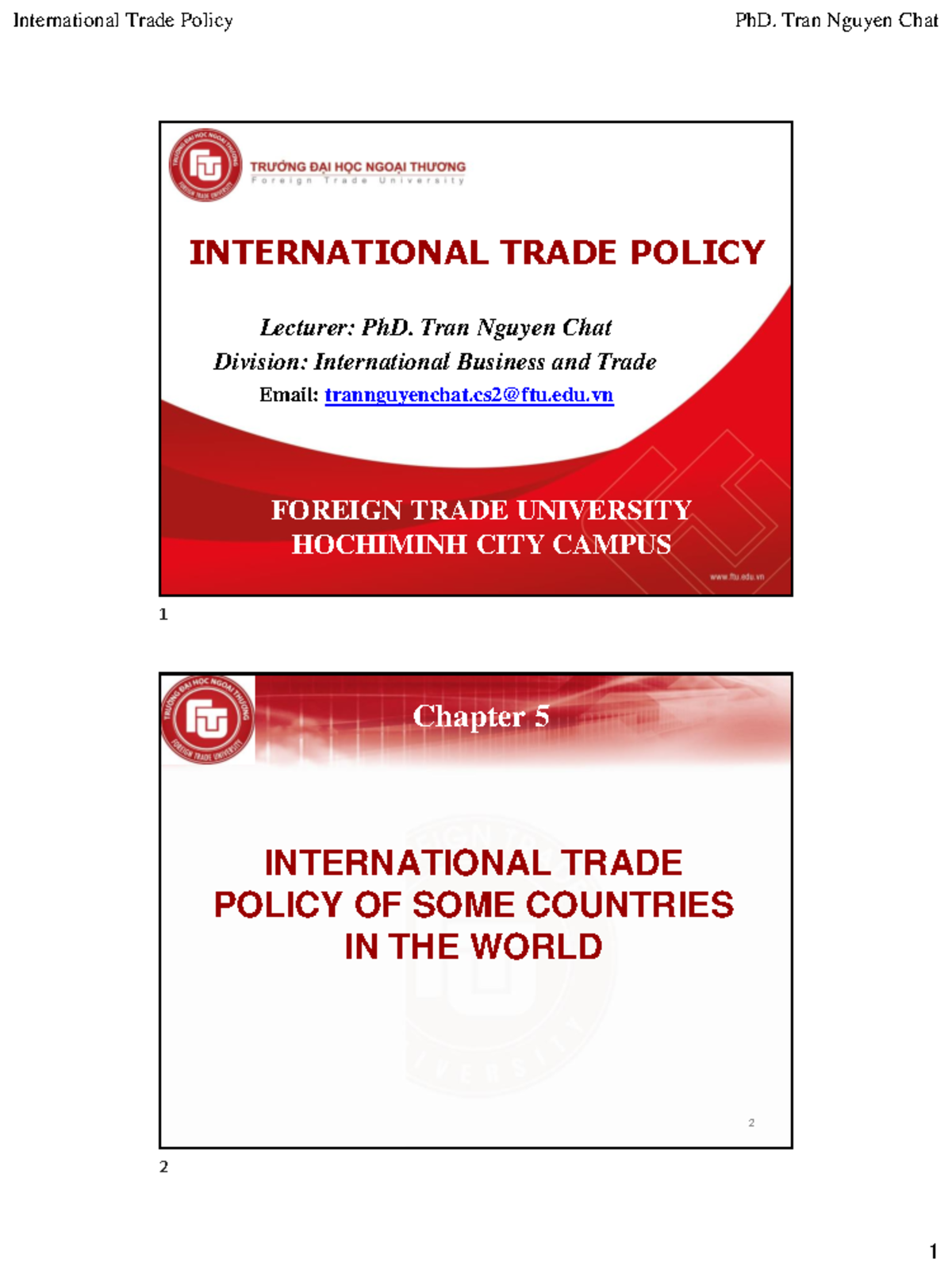 International trade policy of some countries - preclass handouts - 1 ...