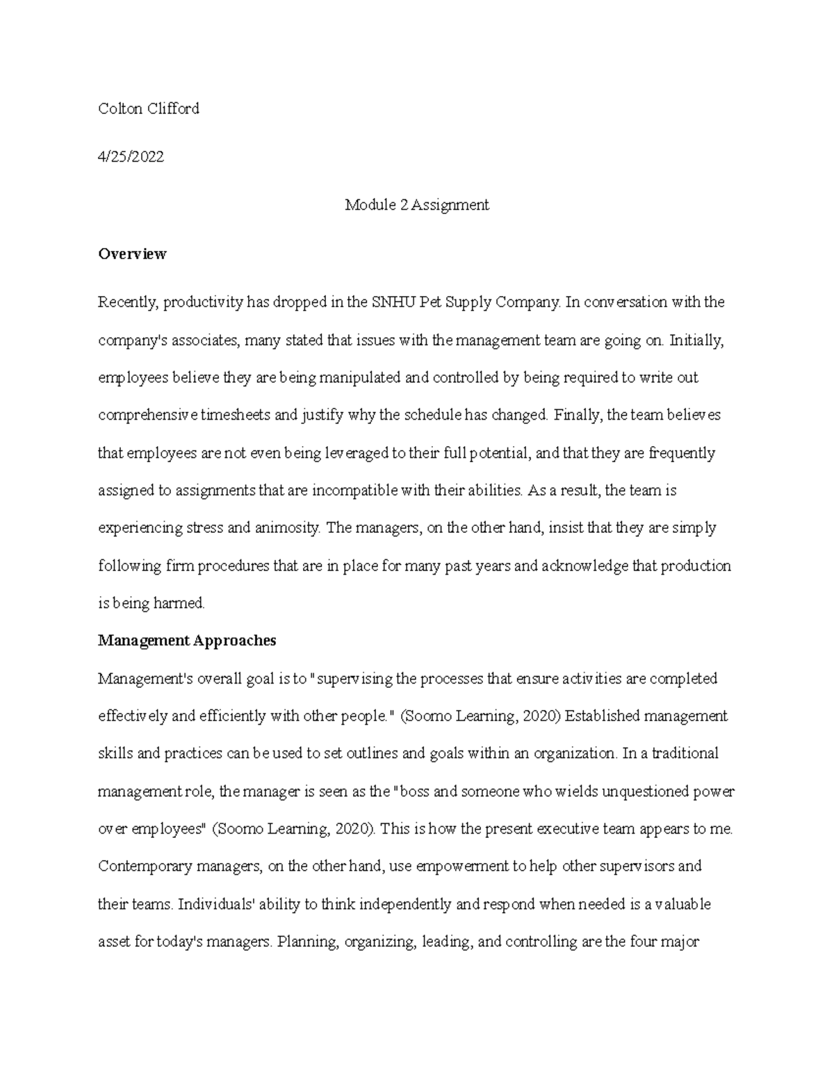 Module 2 Course Work Assignment for Bus-210 - Colton Clifford 4/25 ...