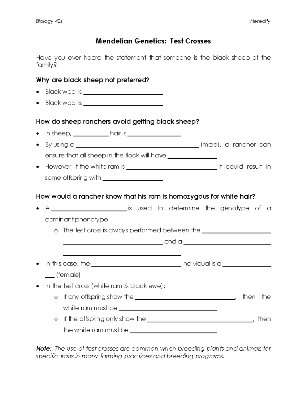 2 - Mendelian Genetics - Test Cross & Dihybrid Crosses Notes - Updated ...