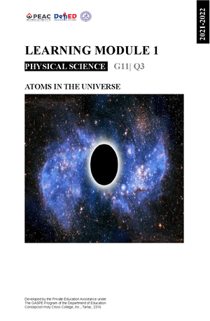 Grade 11 Physical Science - Module 4 (Q3) - LEARNING MODULE 4 PHYSICAL SCIENCE G11| Q THE ...