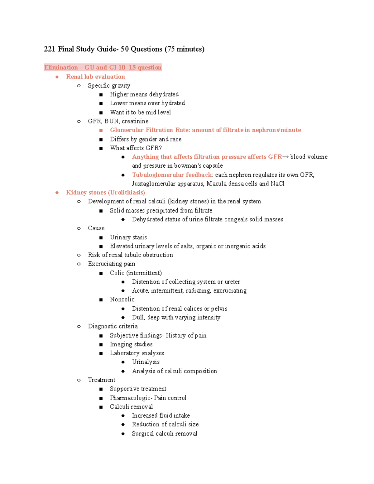 Final Study Guide 221 - 221 Final Study Guide- 50 Questions (75 minutes ...