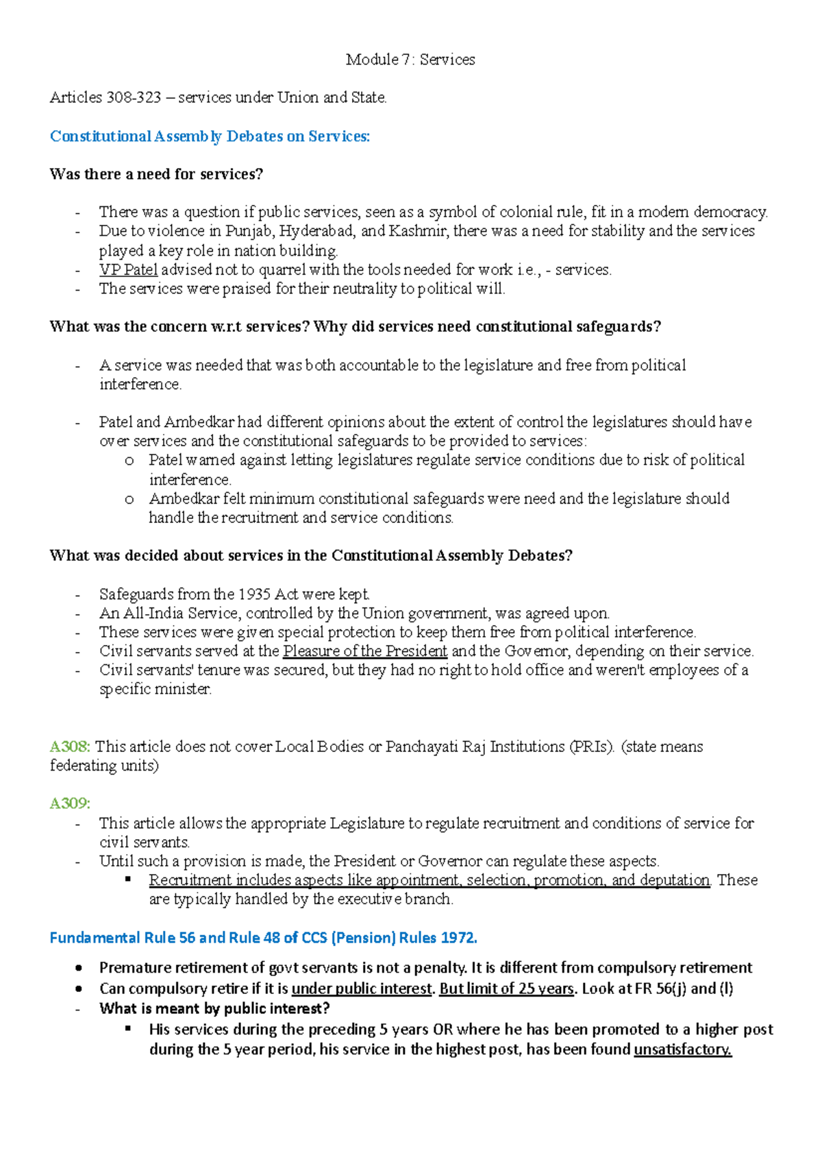 Services under Constitution - Module 7: Services Articles 308-323 ...