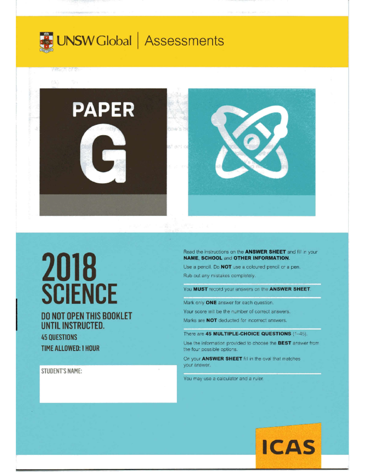 Science G 2018 questions - Studocu