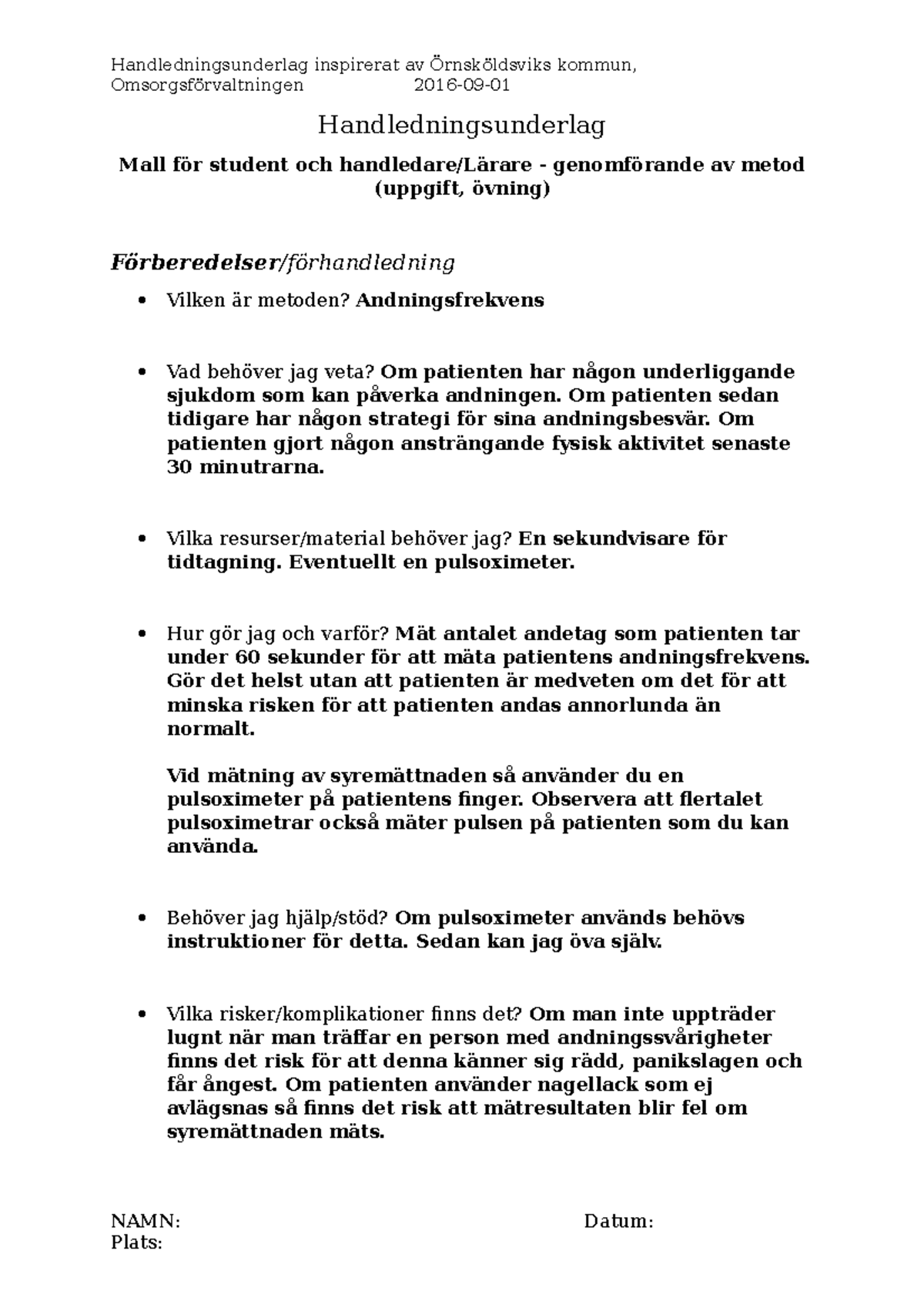 Handledningsunderlag andningsfrekvens - Handledningsunderlag inspirerat ...