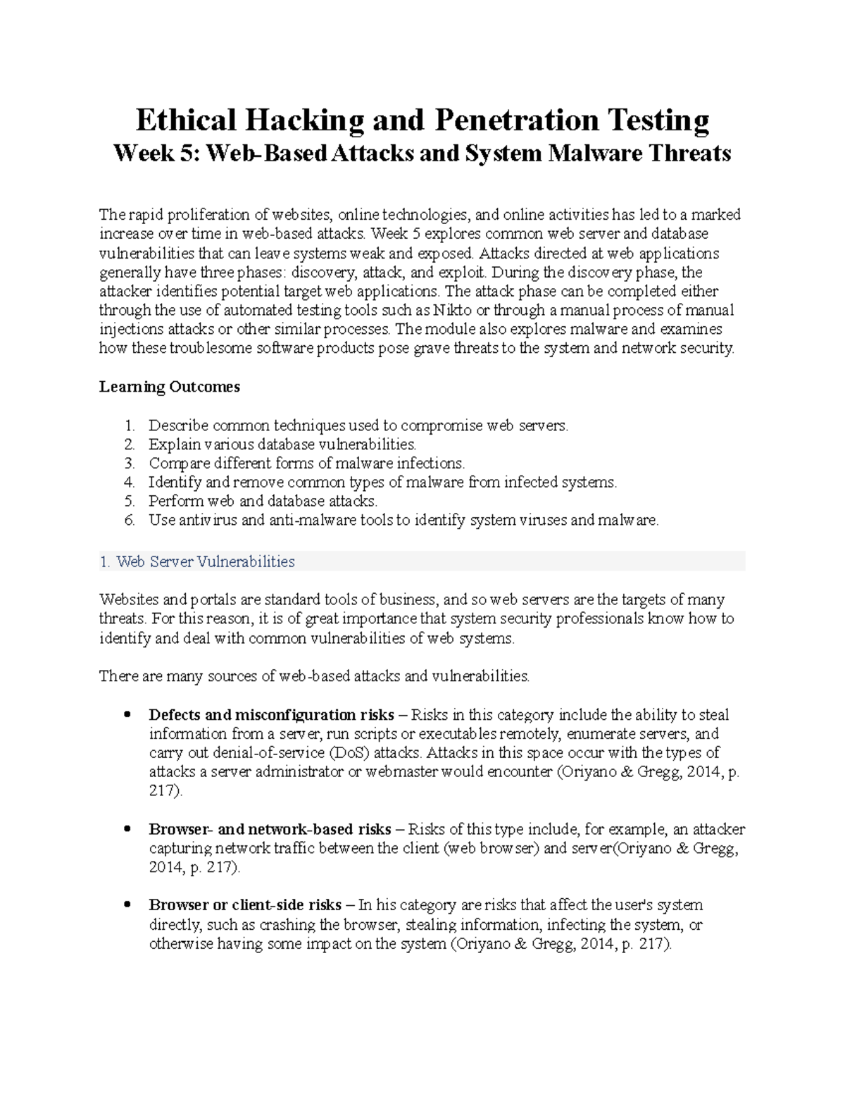 Ethical Hacking and Penetration Testing-Week 5 Notes - - Studocu