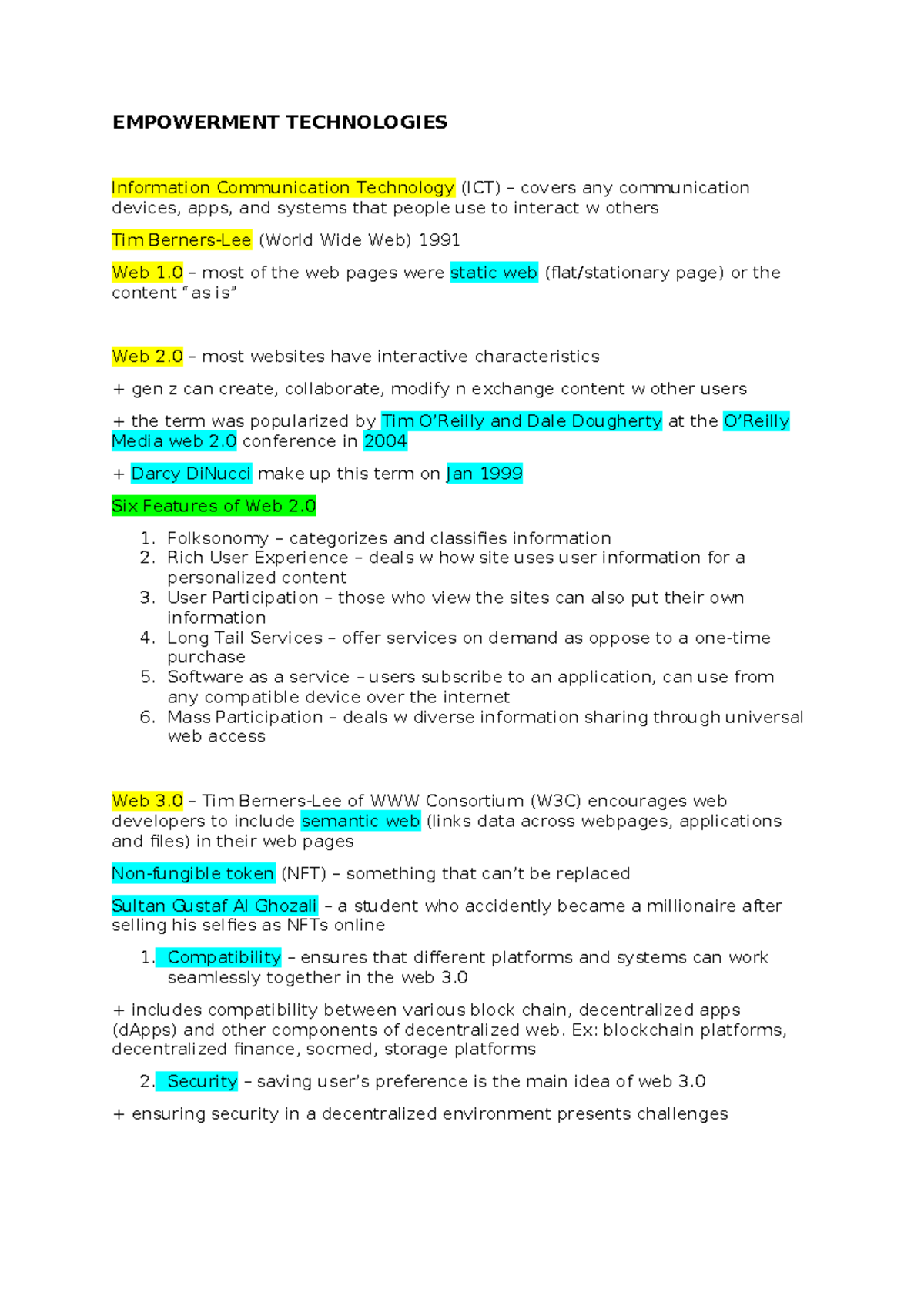 Reviewer - EMPOWERMENT TECHNOLOGIES Information Communication Technology (ICT) – covers any ...