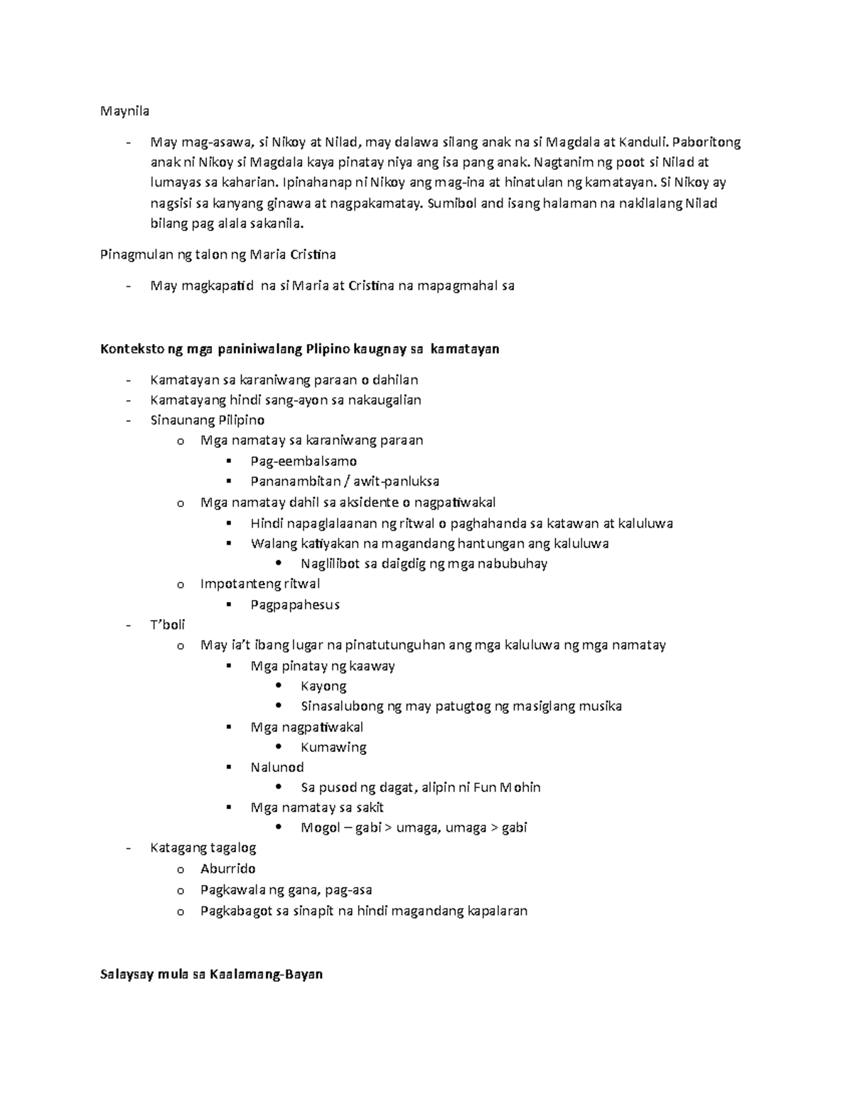 Mind Map - Pagpapatiwakal - Maynila May mag-asawa, si Nikoy at Nilad ...