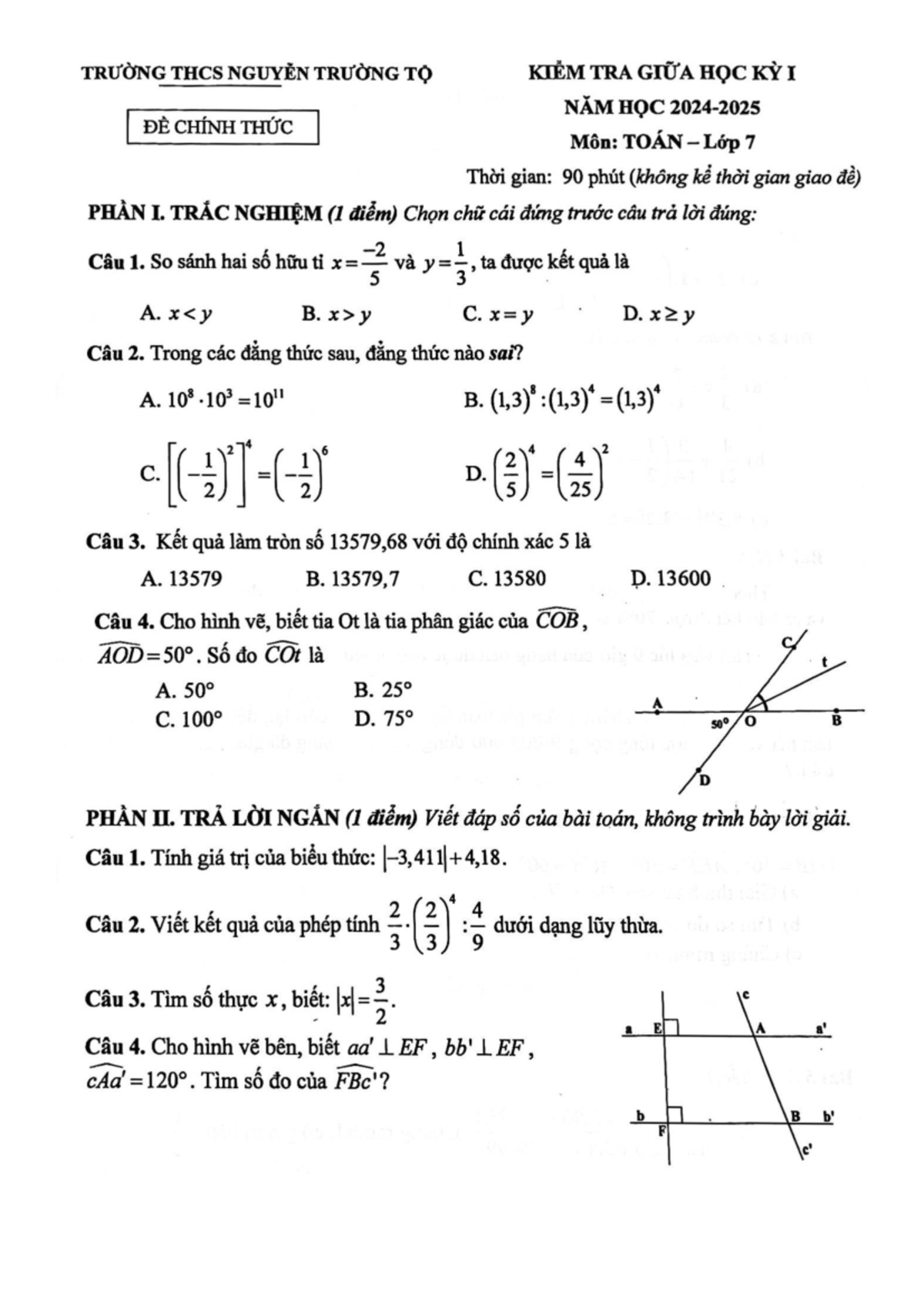 De giua hoc ky 1 toan 7 nam 2024 2025 truong thcs nguyen truong to ha noi - TRUONG THCS NGUYÈN ...