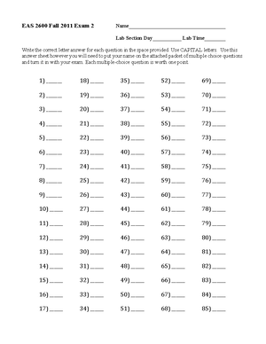 Spring 2008 Exam 3 - Exam Solutions - ANSWER SHEET Name: ____________________________ EAS 2600 ...