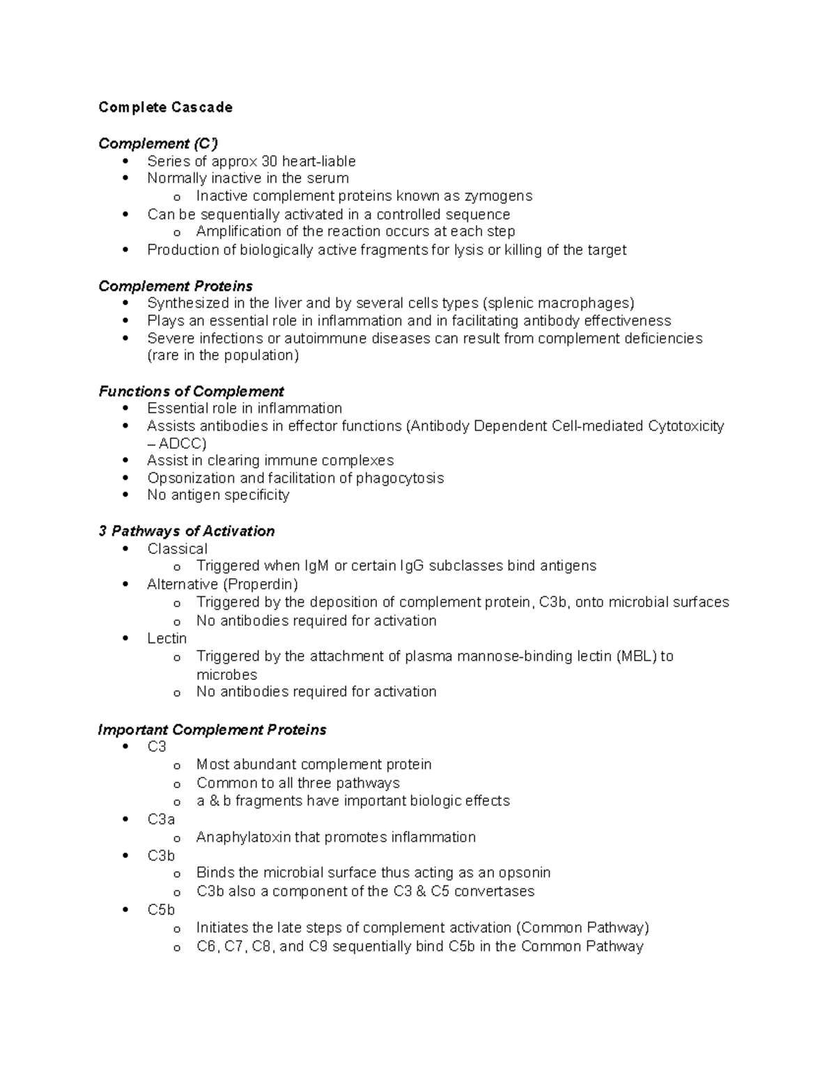 Complete Cascade Notes - Complete Cascade Complement (C’) Series of ...