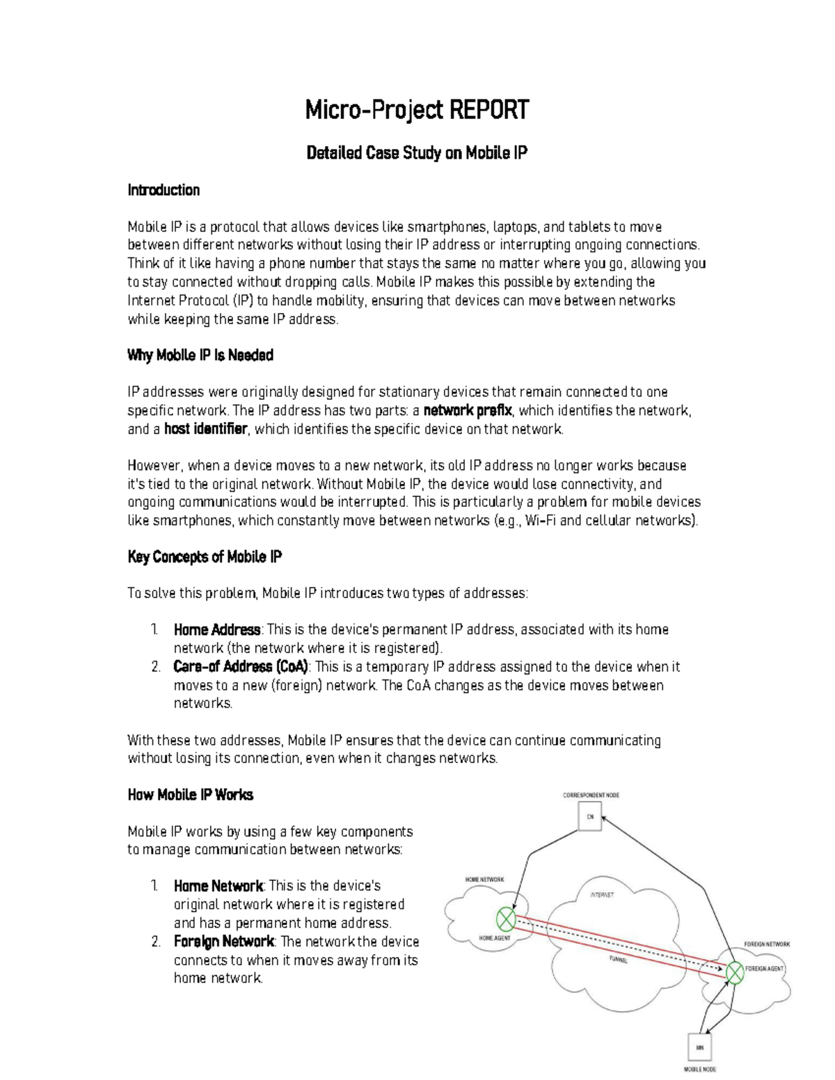ACN Report - Micro-Project REPORT Detailed Case Study on Mobile IP Introduction Mobile IP is a ...
