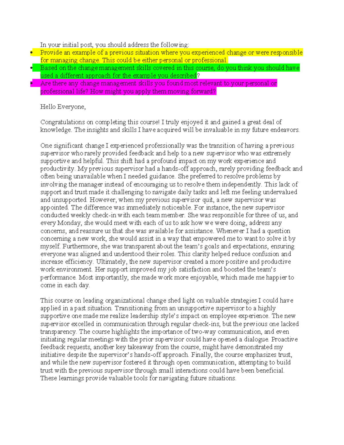 Module Ten - Initial Discussion - MBA 687 - In your initial post, you ...