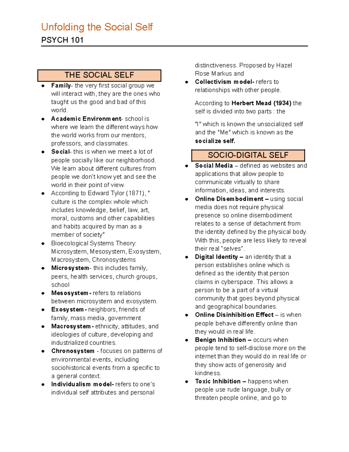 Unfolding the Social Self - Unfolding the Social Self PSYCH 101 THE SOCIAL SELF Family- the very ...