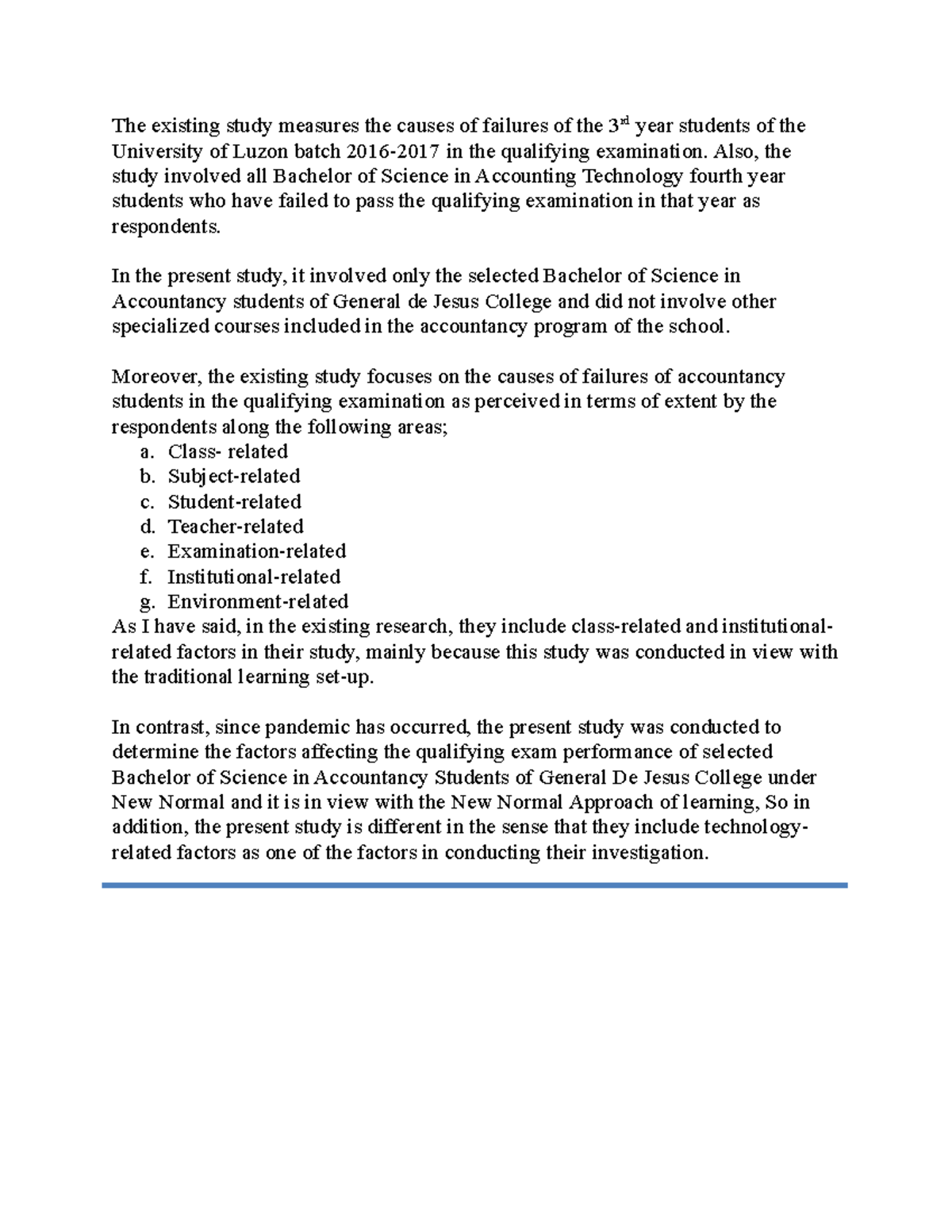 thesis defense information - The existing study measures the causes of ...