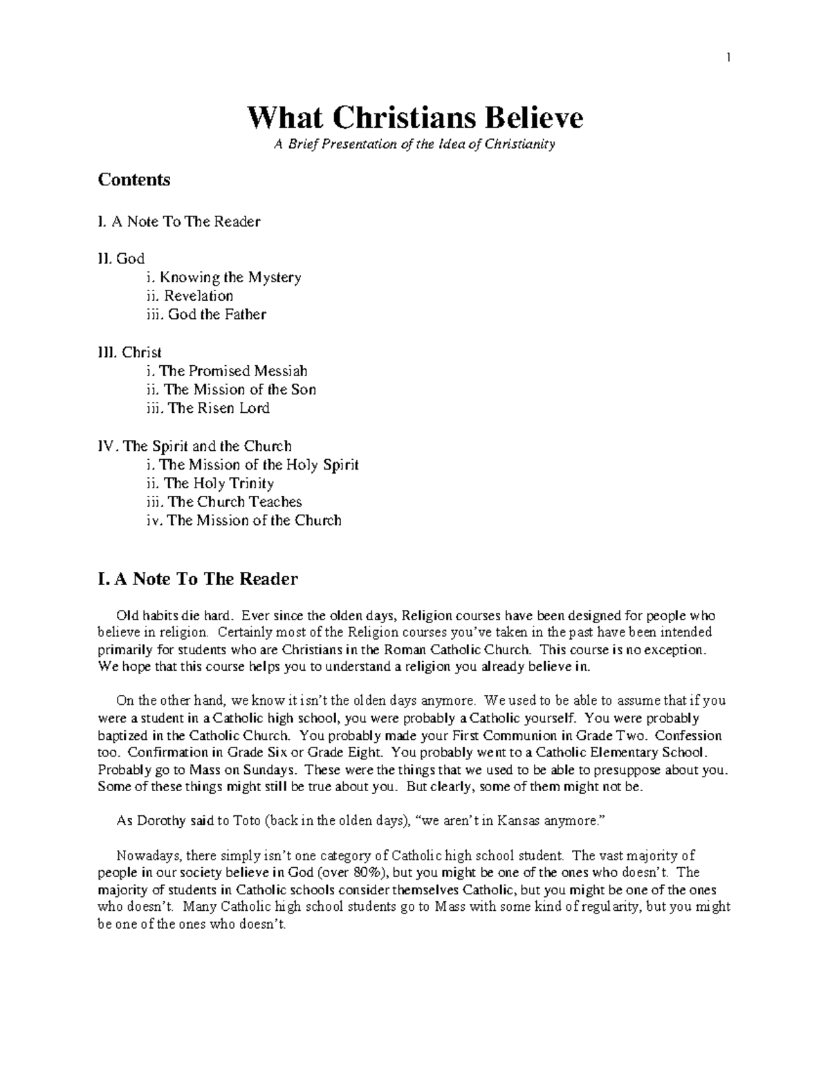 What-Christians-Believe - What Christians Believe A Brief Presentation ...