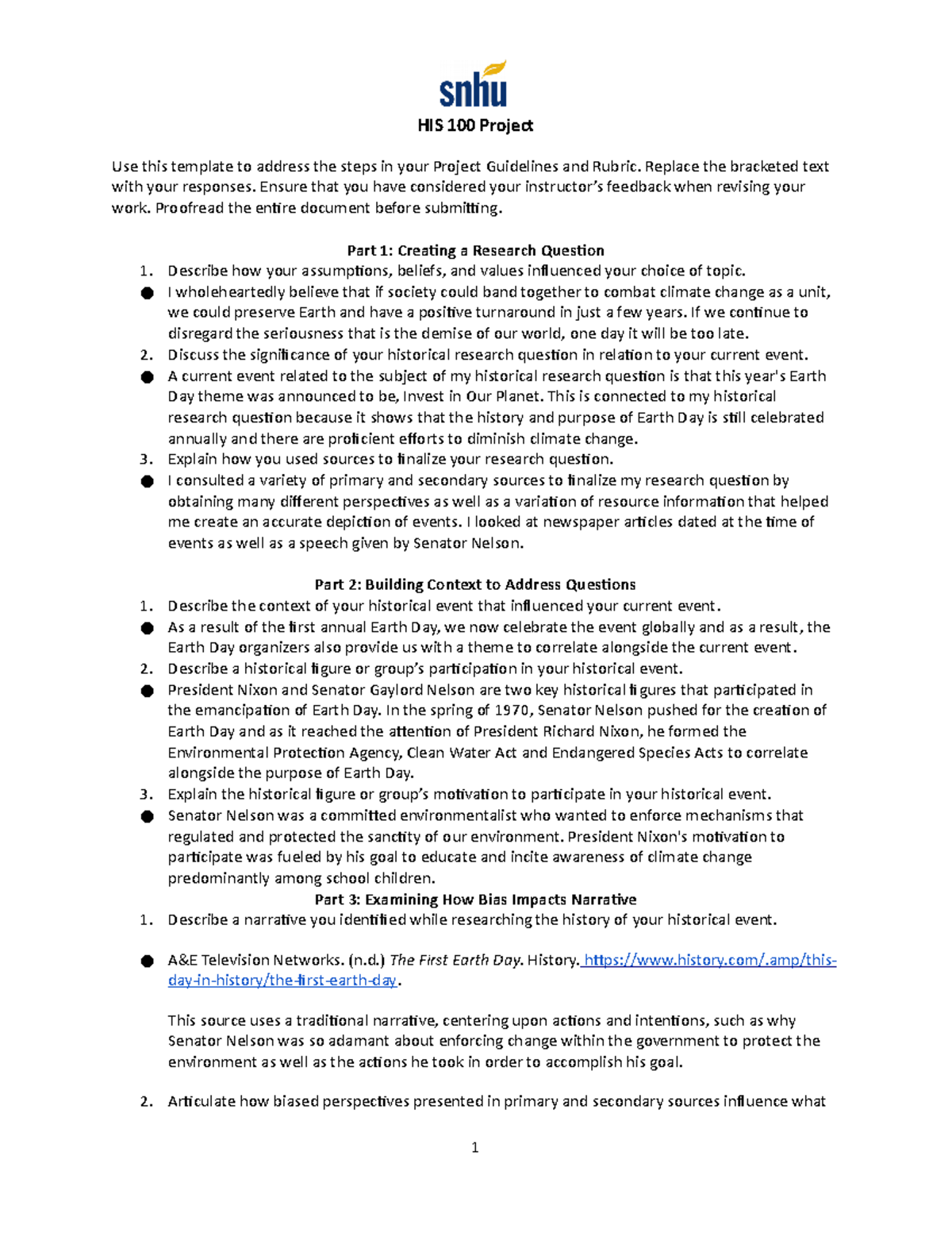 HIS 100 Project - assignment - HIS 100 Project Use this template to ...