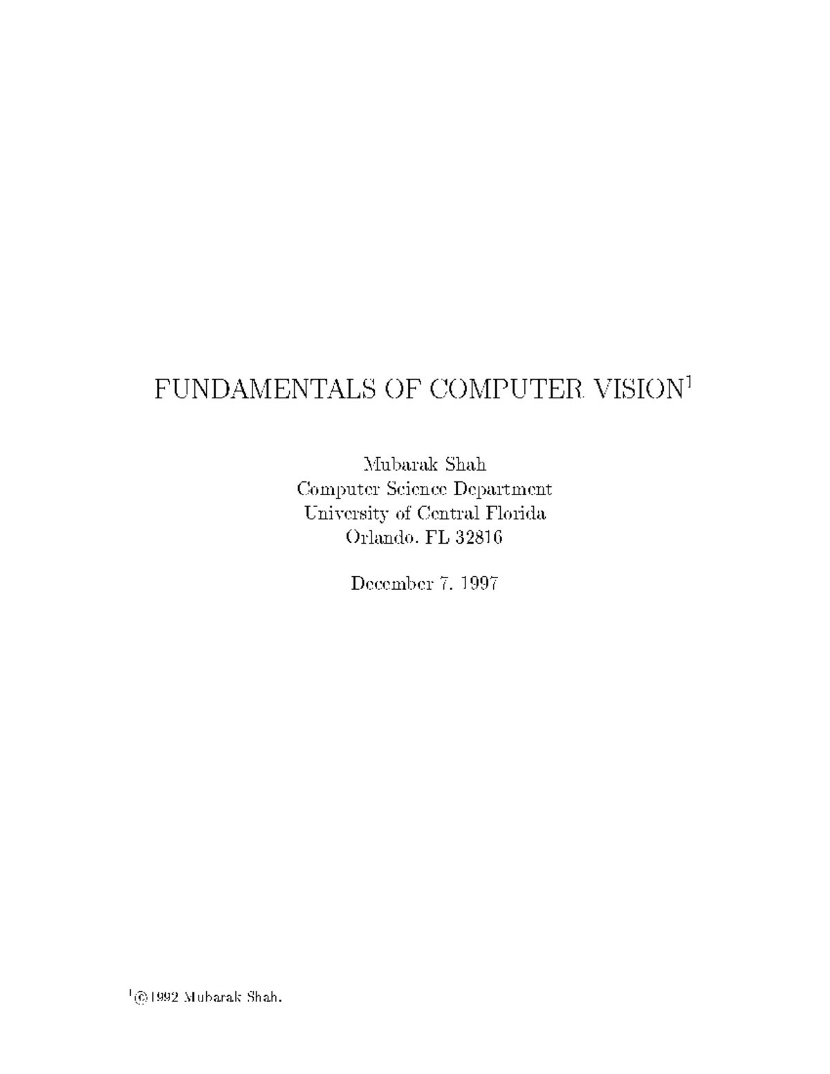 Fundamentals of Computer Vision - ! - Studocu