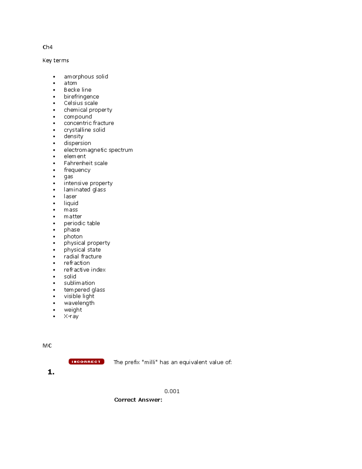 Forensic Science CHAP 4 - Ch Key terms amorphous solid atom Becke line ...