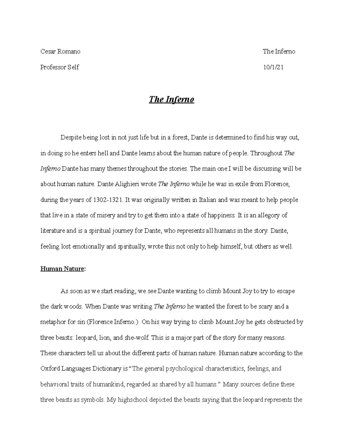 Cesar the inferno 2.0 - Assignments 2 - Cesar Romano The Inferno ...