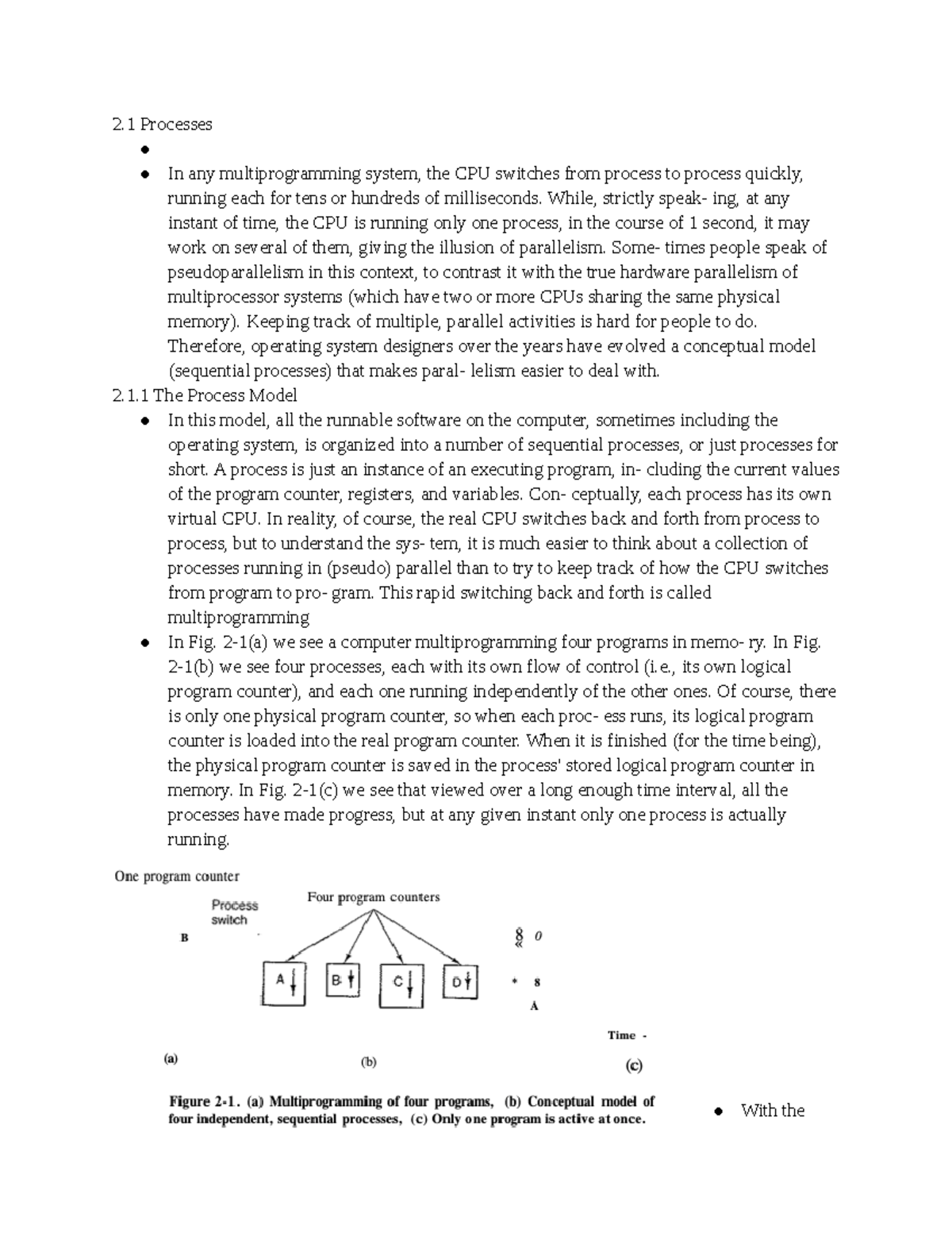 2.1 - 2 - ESE 333 Chapter 2.1-2.2 - 2 Processes In any multiprogramming ...