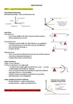 Week three lecture notes - xnb274 functional anatomy - WEEK THREE ...